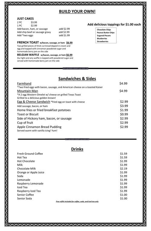 Hickory Ridge Restaurant menu in Chambersburg, Pennsylvania, USA
