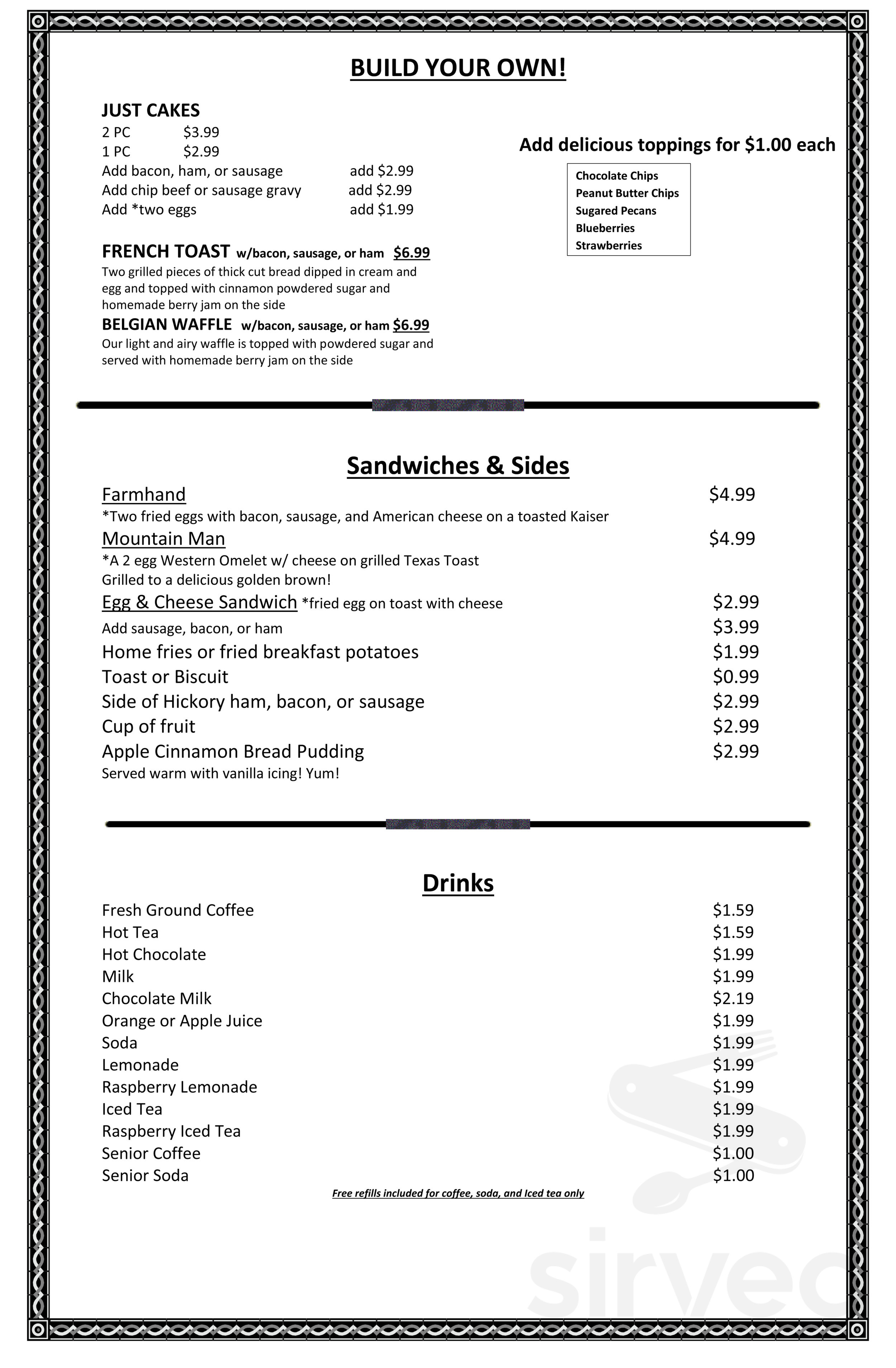 Hickory Ridge Restaurant menus in Chambersburg, Pennsylvania, United States