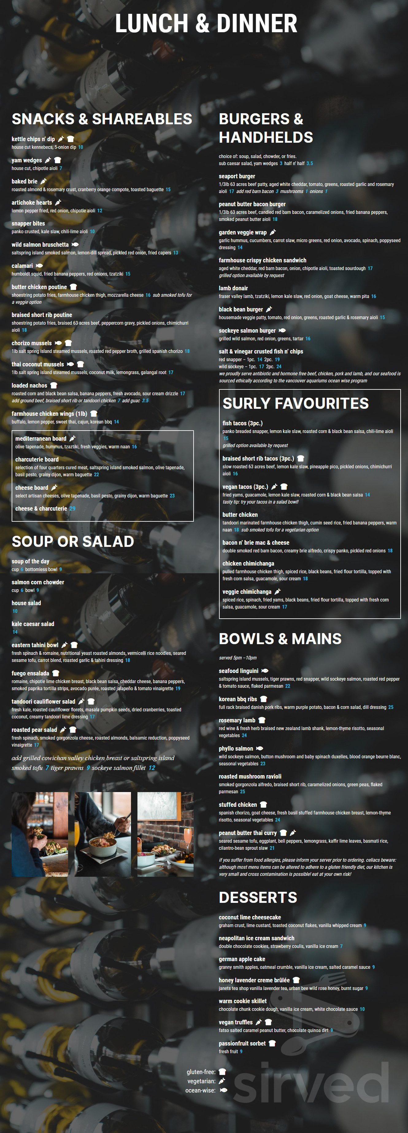 Menu - Sidney BC's The Surly Mermaid | Sirved
