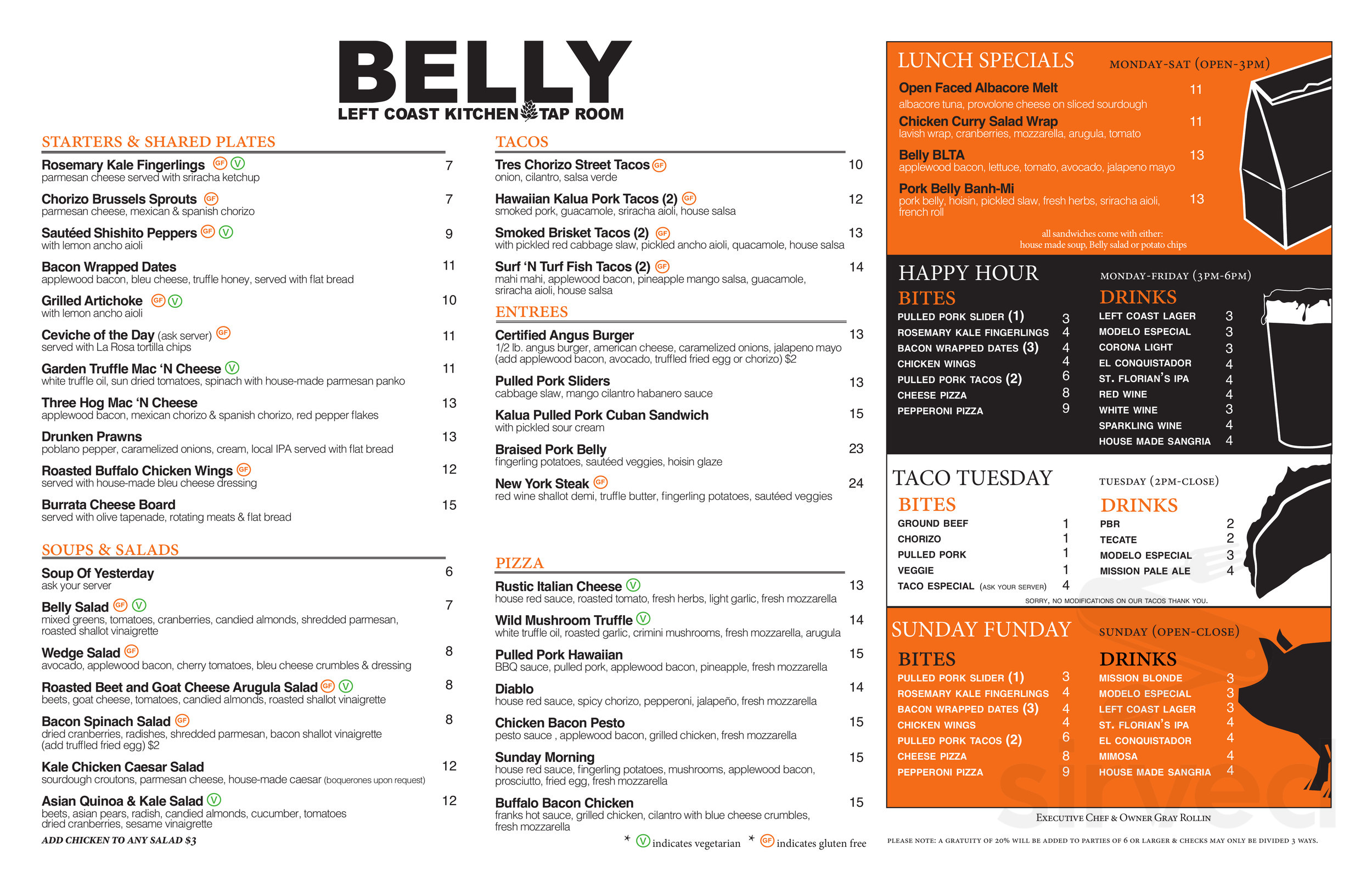 Belly Left Coast Kitchen & Taproom menus in Santa Rosa, California ...