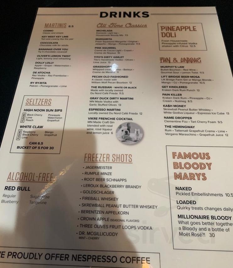 No Neck Tony's menu in Stillwater, Minnesota, USA