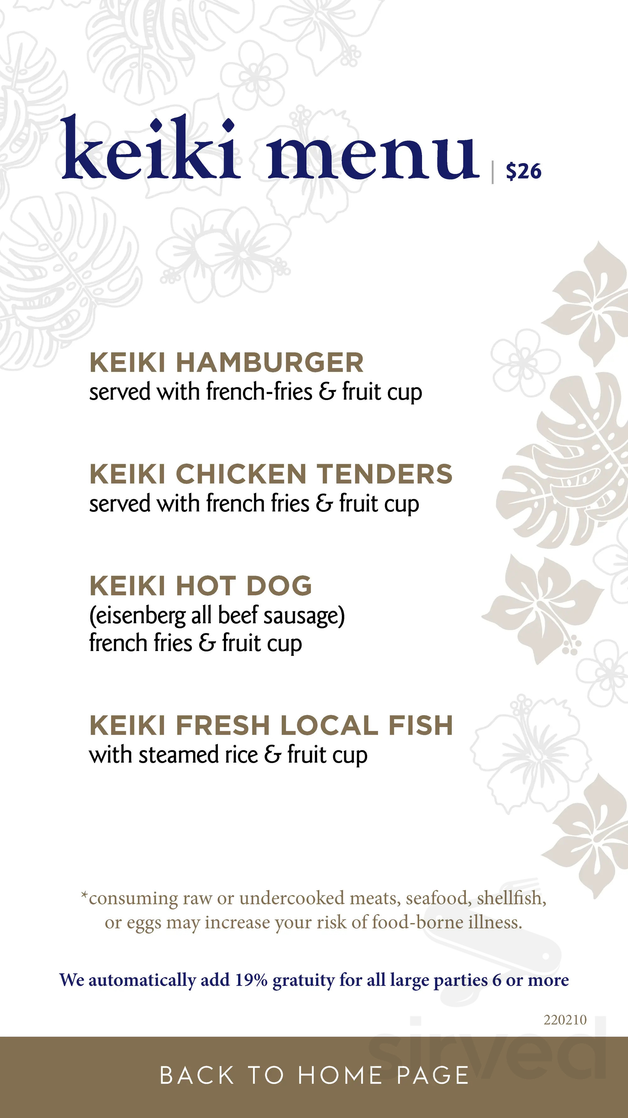 beachhouse at the moana menu in Honolulu, Hawaii, USA