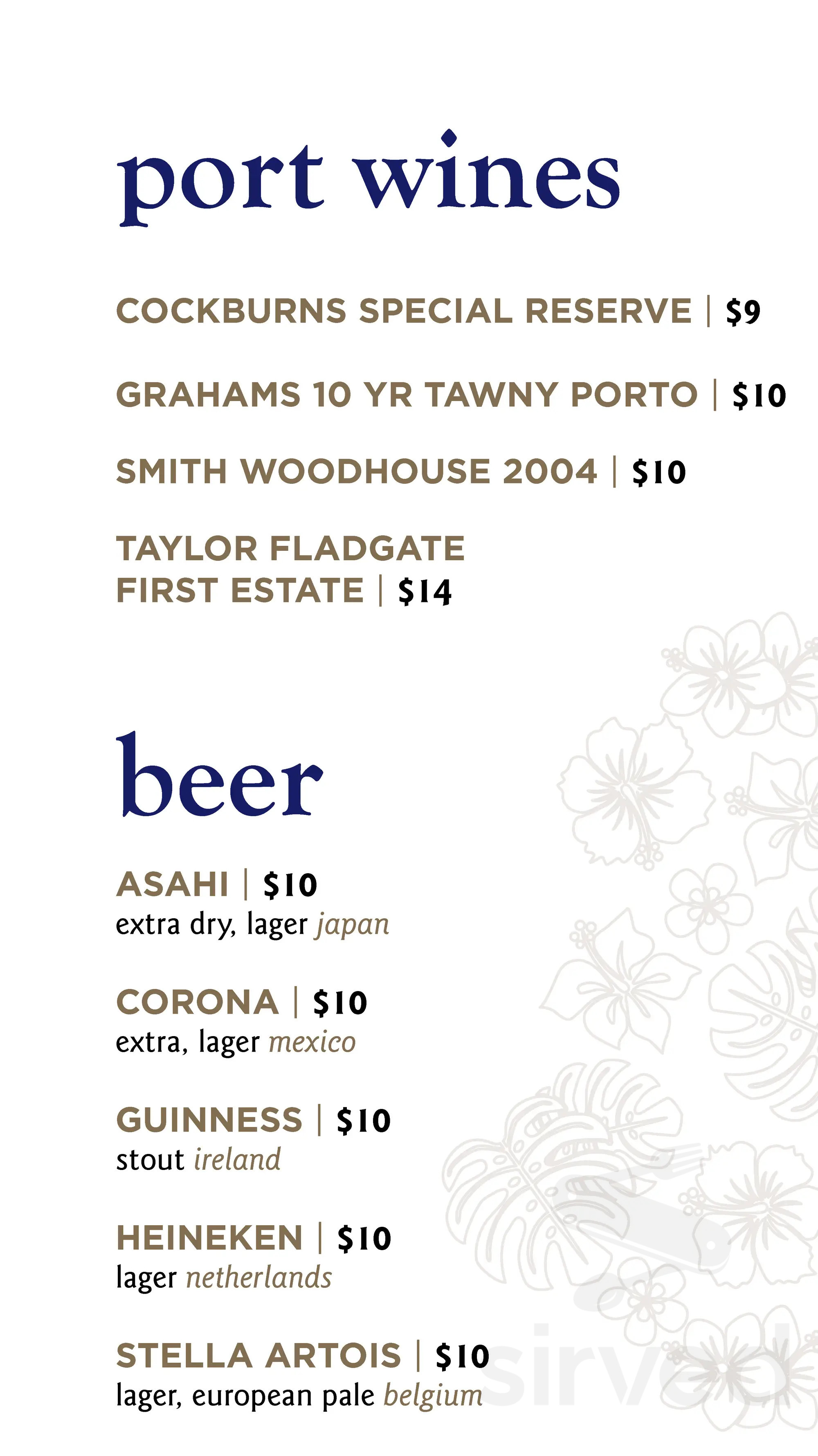beachhouse at the moana menu in Honolulu, Hawaii, USA