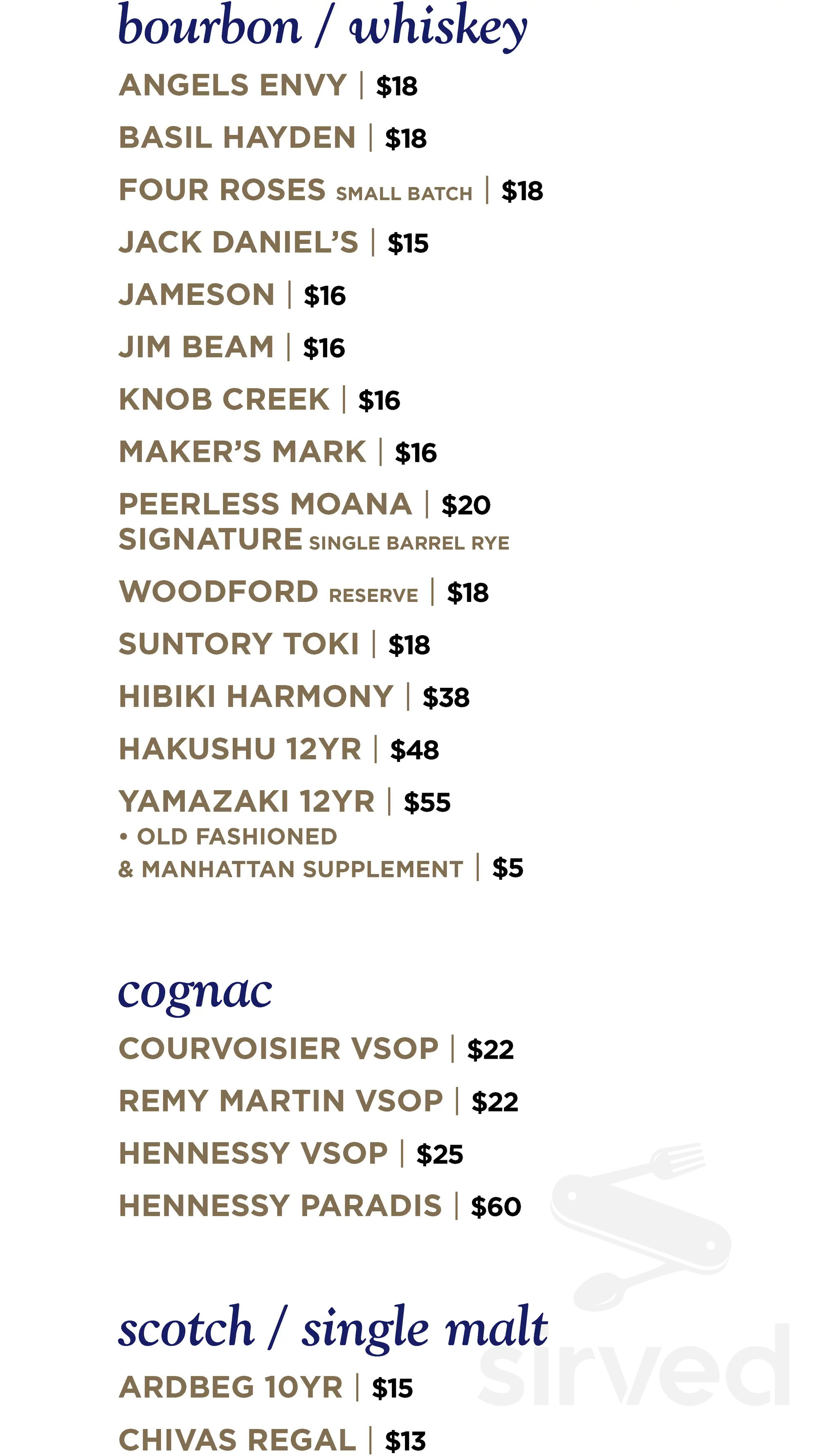 beachhouse at the moana menu in Honolulu, Hawaii, USA