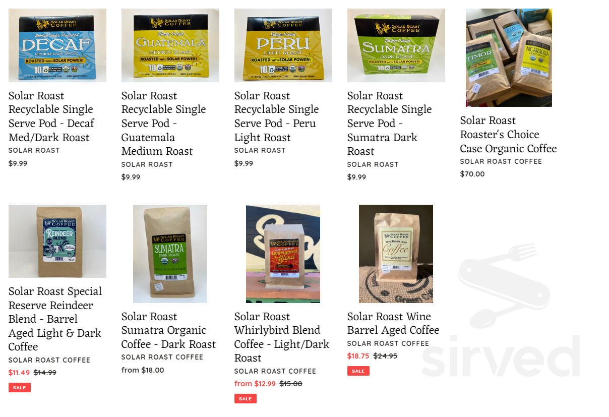 Solar Roast Coffee menu in Colorado Springs, Colorado, USA