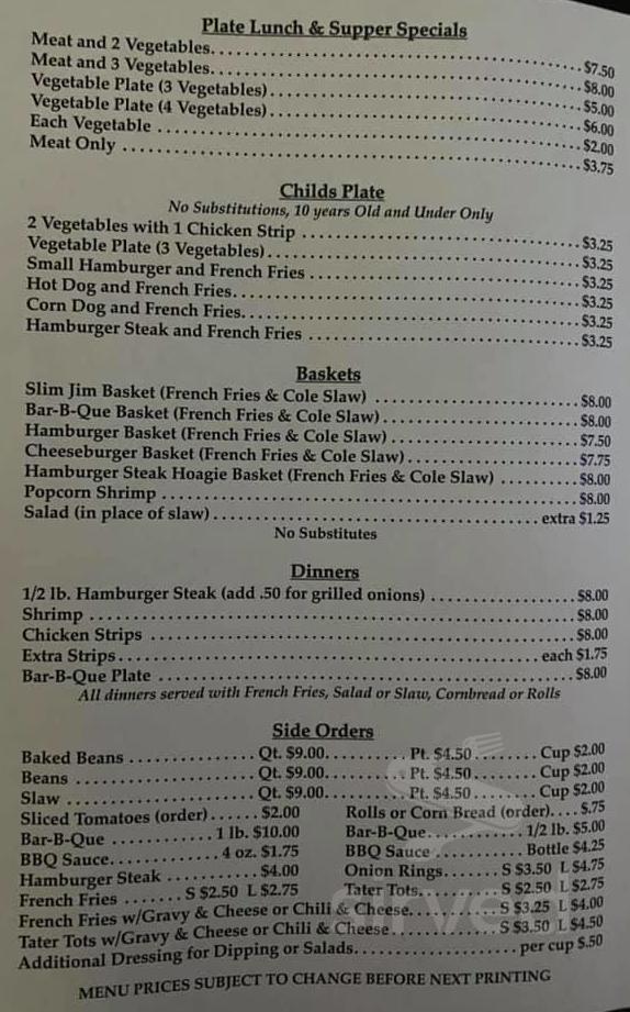 Snow White Drive in menus in Lebanon, Tennessee, United States