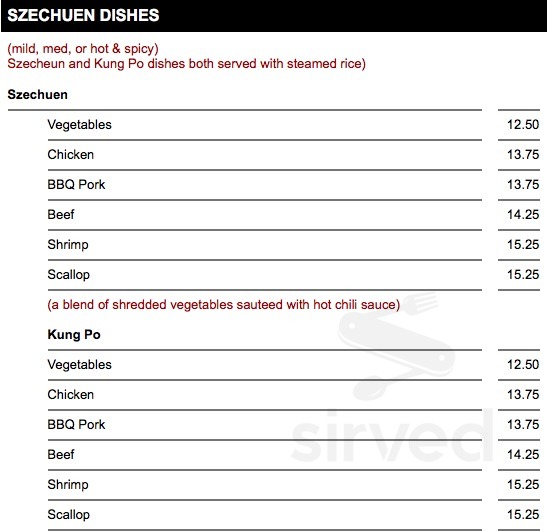 Menu - Coldbrook NS's Kai-Wing Restaurant Ltd | Sirved