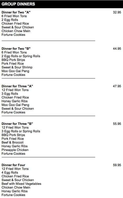 Kai-Wing Restaurant Ltd menu in Coldbrook, Nova Scotia, Canada