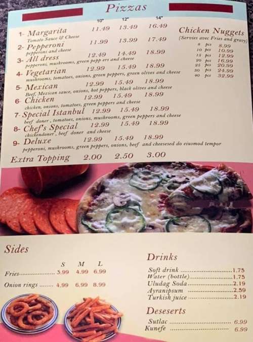 Maison Istanbul menu in Windsor, Ontario, Canada